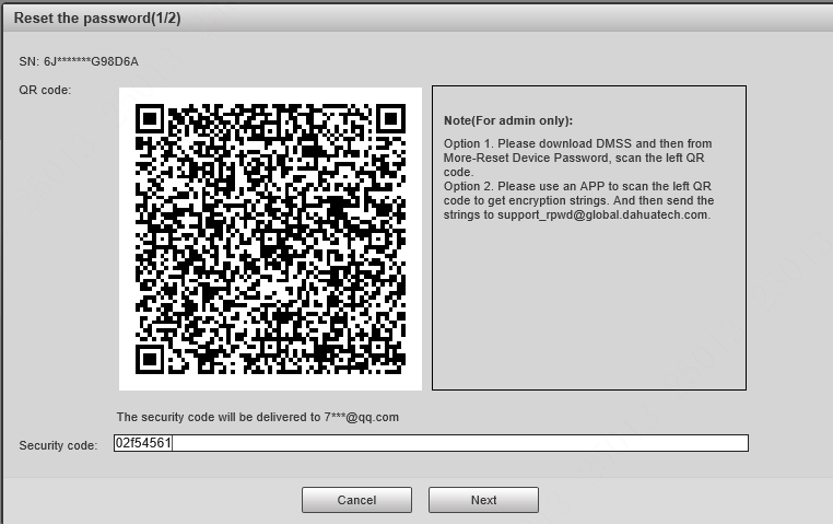 Using Email to reset Camera – Dahua Overseas Call Center